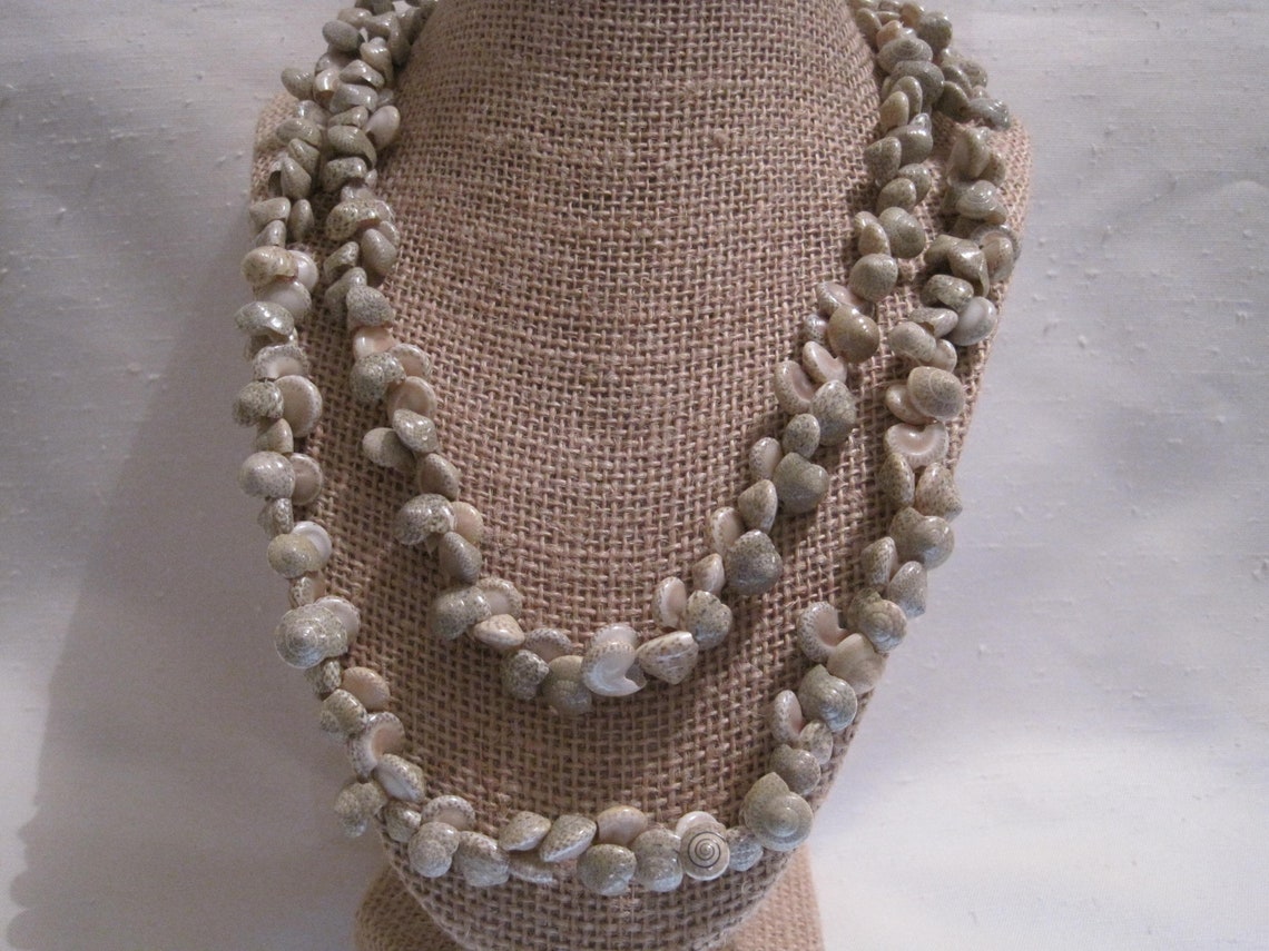 Boho Trochus Shell Necklace: 44" Beach Style Snail Shell Cluster - Etsy