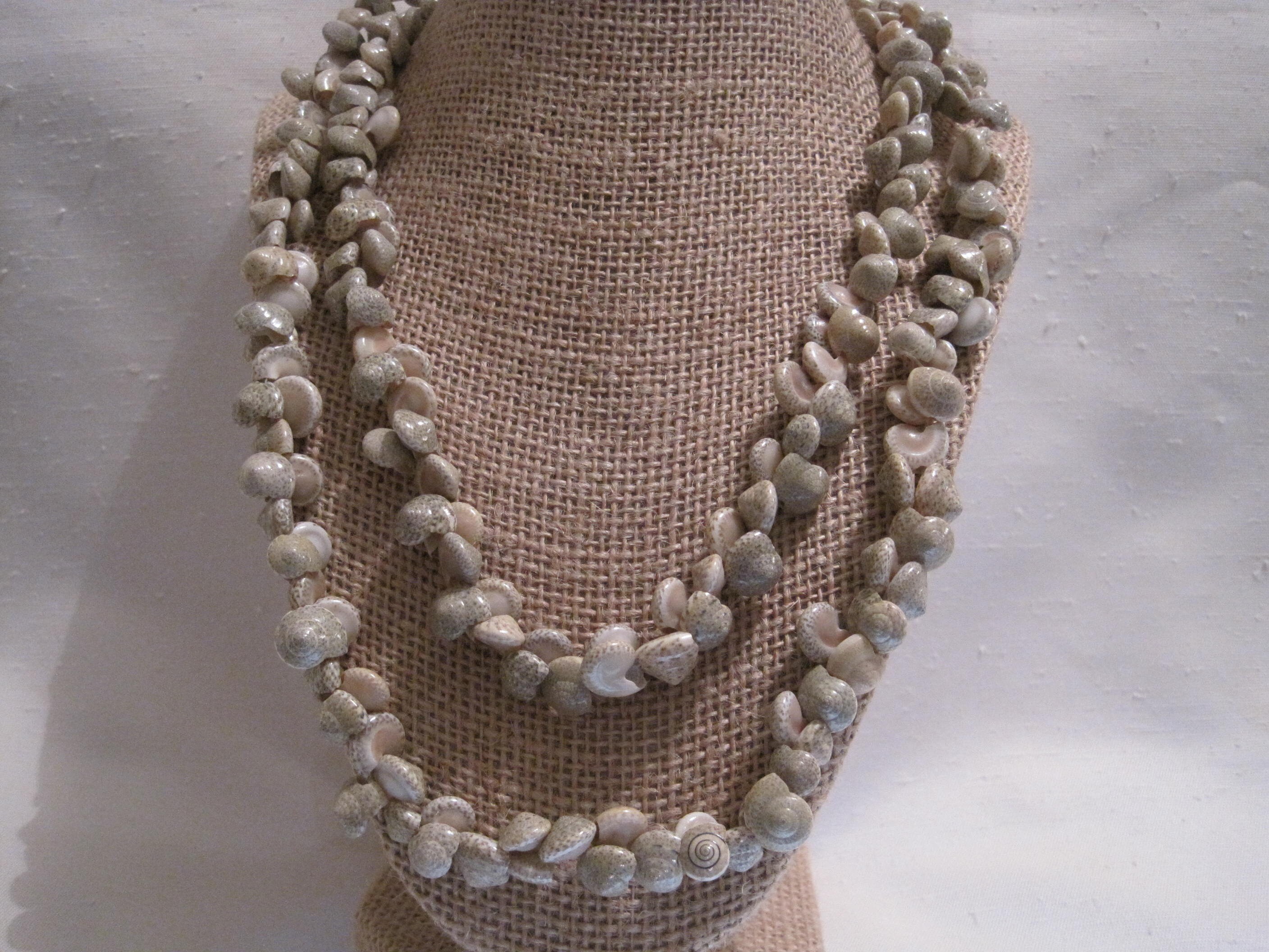 Boho Trochus Shell Necklace: 44" Beach Style Snail Shell Cluster - Etsy