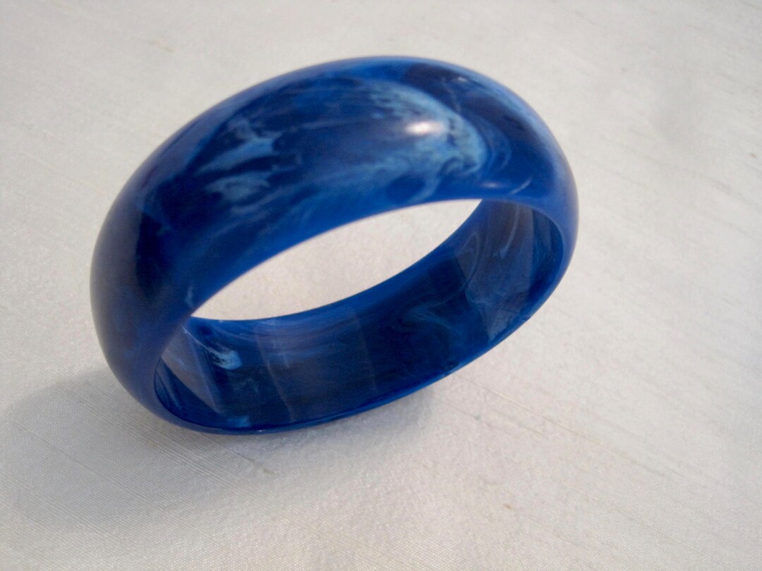 Retro 80's Marbled Royal Blue Lucite Plastic Bangle - Etsy