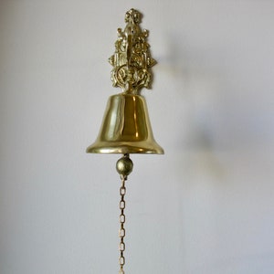 Solid Shine Bronze Heavy Bell, Link Chain and Embossed Bronze Wall ...