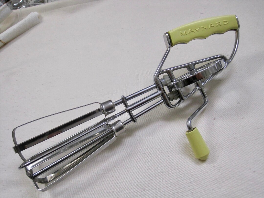 Maynard Eggs Beater. Hand Held Mixer. Pale Yellow & Stainless Steel ...
