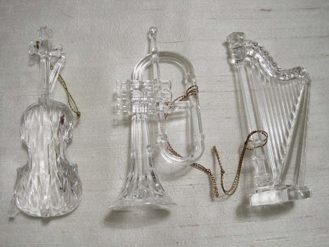 Acrylic Musical Instruments Christmas Tree Ornaments. Clear Icy Acrylic ...