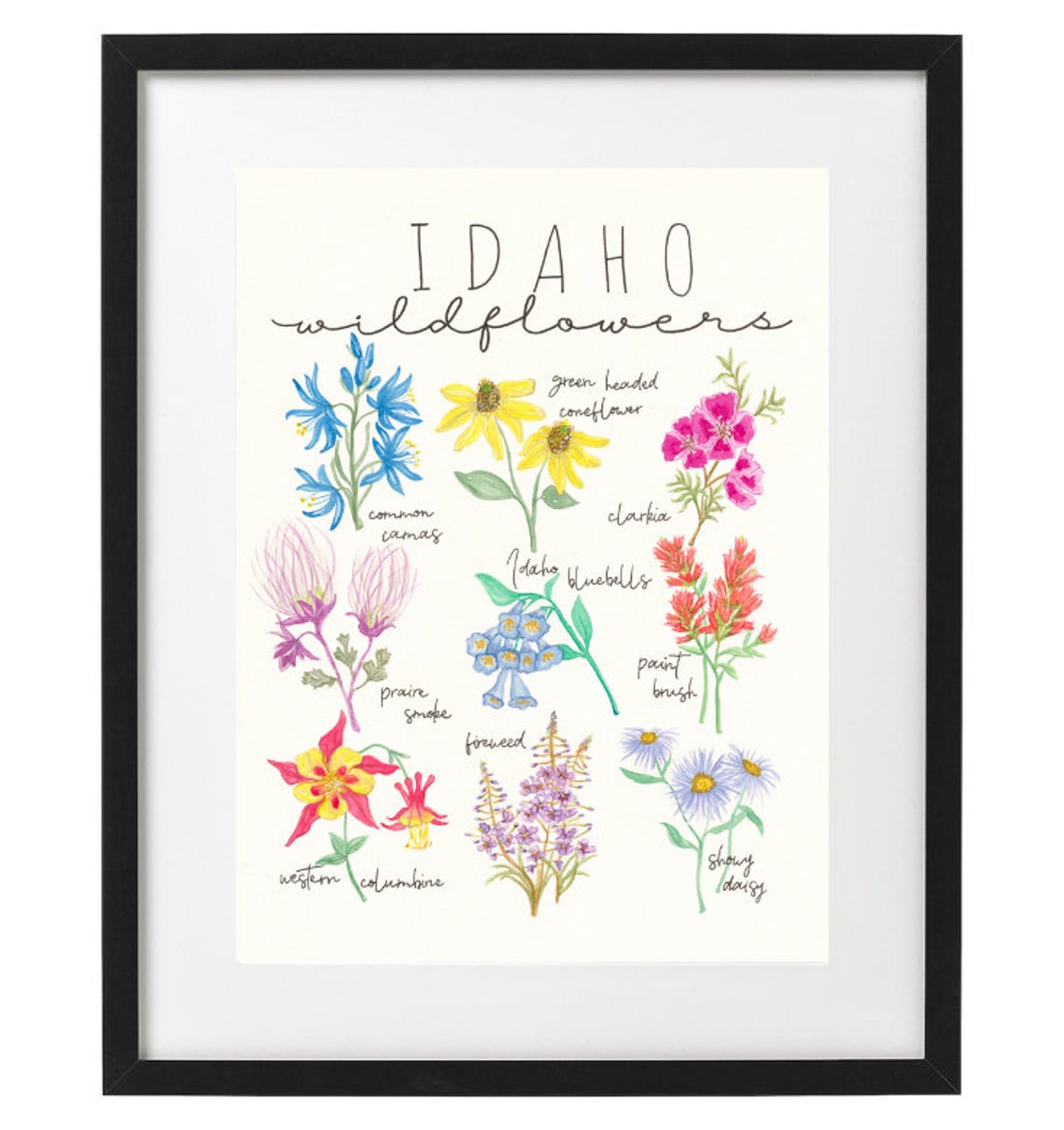 Idaho Wildflowers Watercolor Art - Etsy