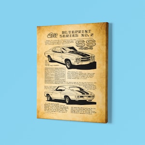 1970 SS-454 Chevelle Canvas Wrap Art Print, Chevy Muscle Car, Sizes ...