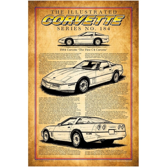 1984 C4 Crossfire Injection Corvette Poster Art Print 12x18 | Etsy