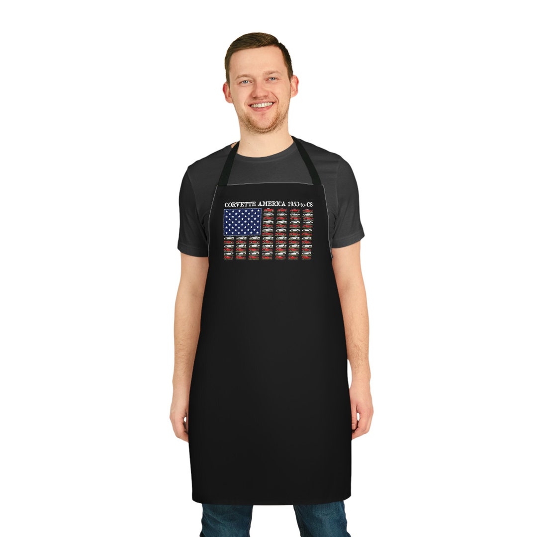 Corvette Apron, Corvette Flag C1 to C8 Art Apron, Corvette Lover Gift ...