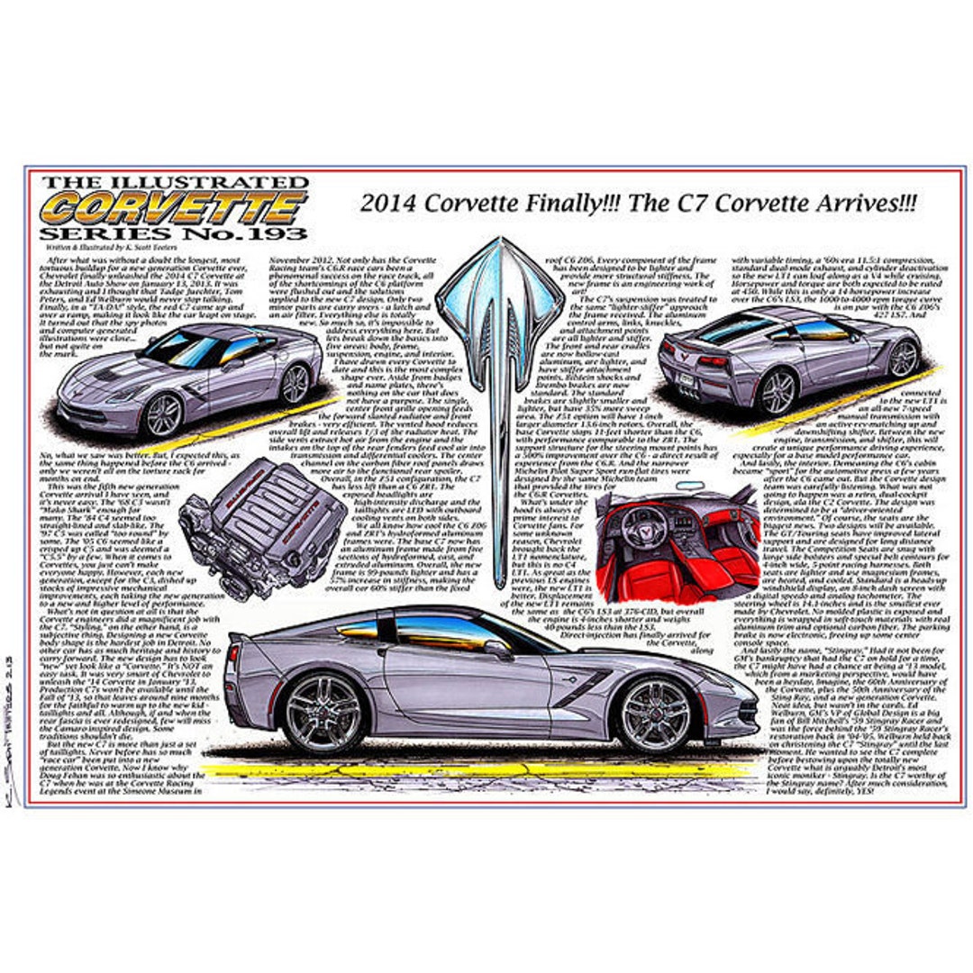 2014 Corvette Stingray the First C7 Corvette Art Print & Story, 2014 ...