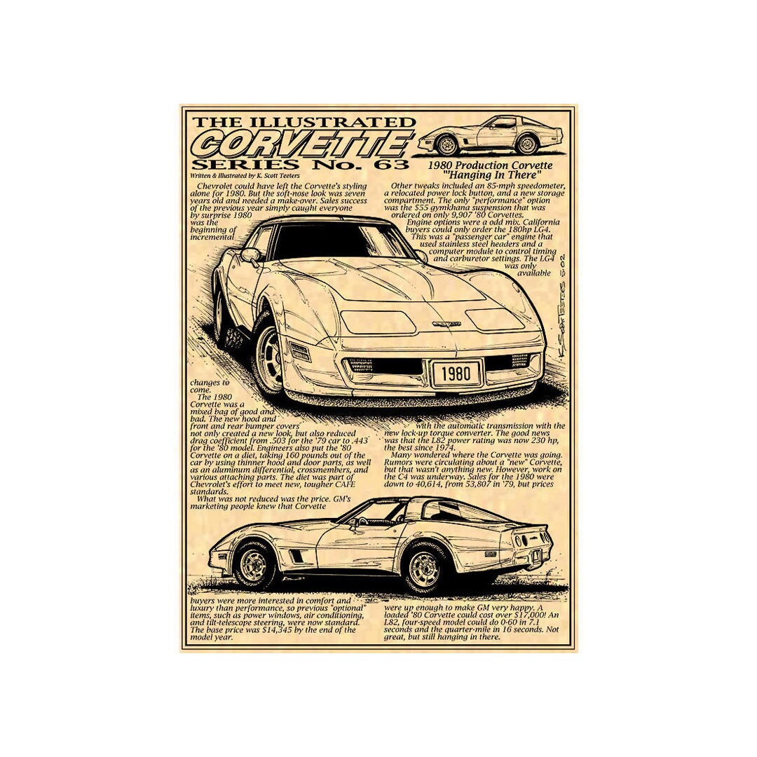 1980 Corvette C3 Corvette Art Car Print,80 Corvette, C3 Corvette,man ...