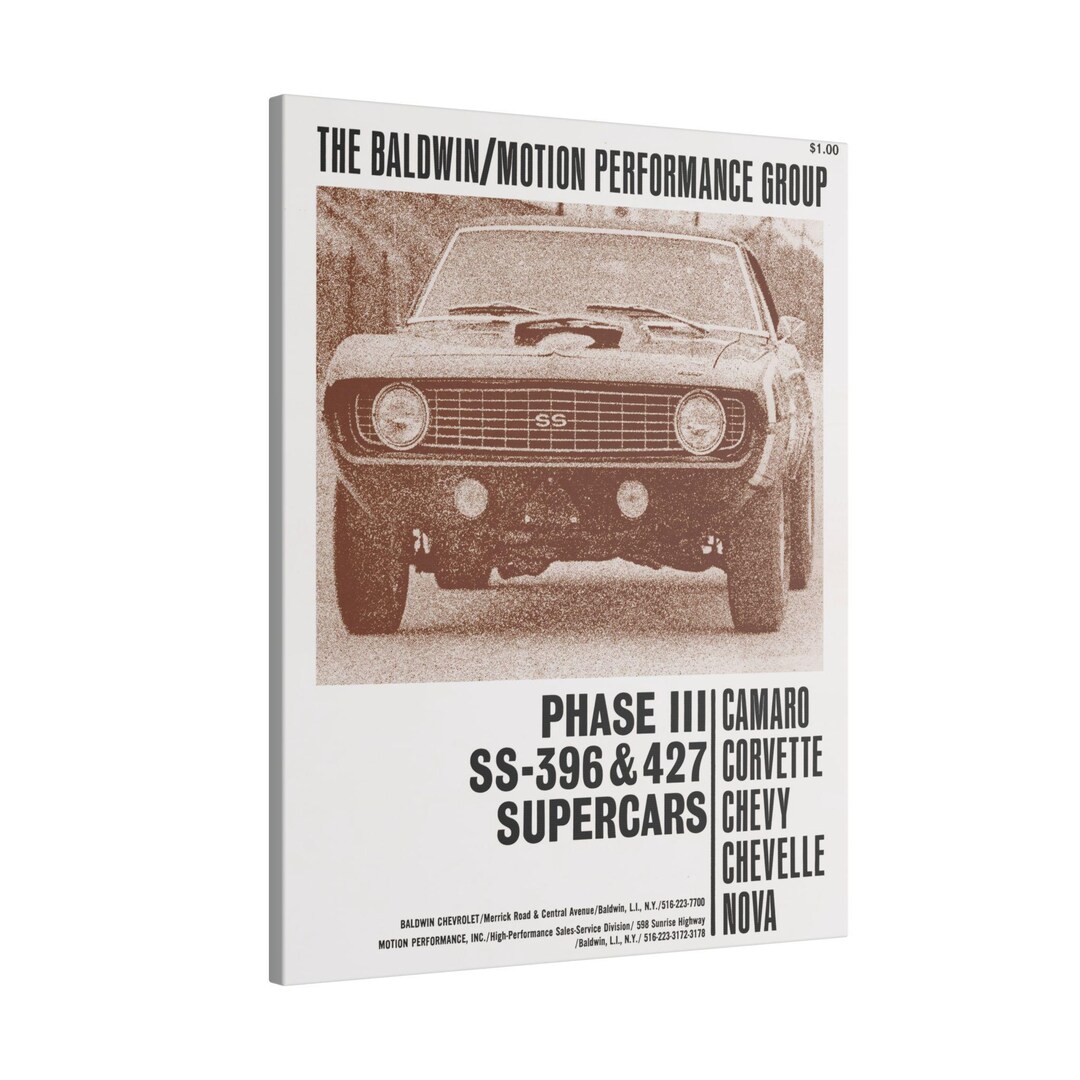 1969 Baldwin-motion Phase-iii SS-427 Camaro Supercar, Catalog Cover ...
