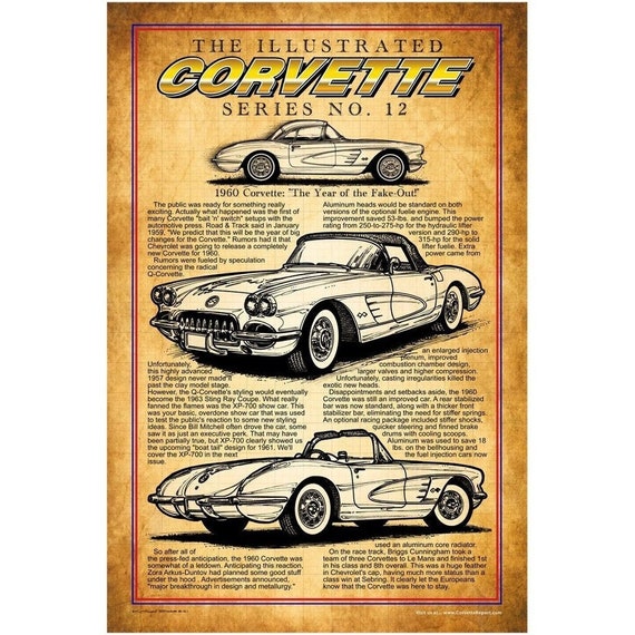 1960 Corvette Canvas Poster Art Print 12x18 16x24 Classic - Etsy