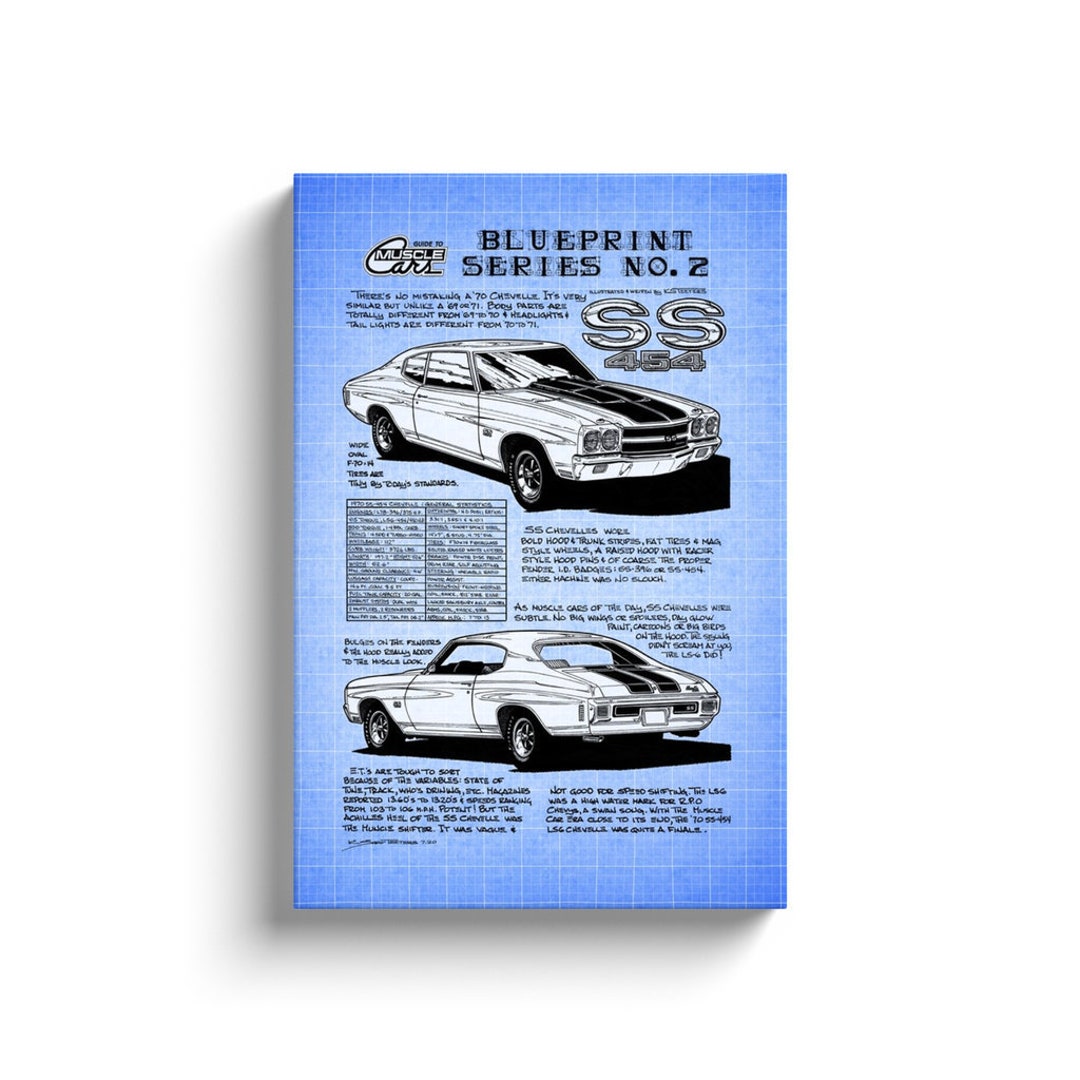 1970 Chevelle Canvas Wrap, SS 454 Muscle Car, 12x18 Art, 1970 Chevrolet ...