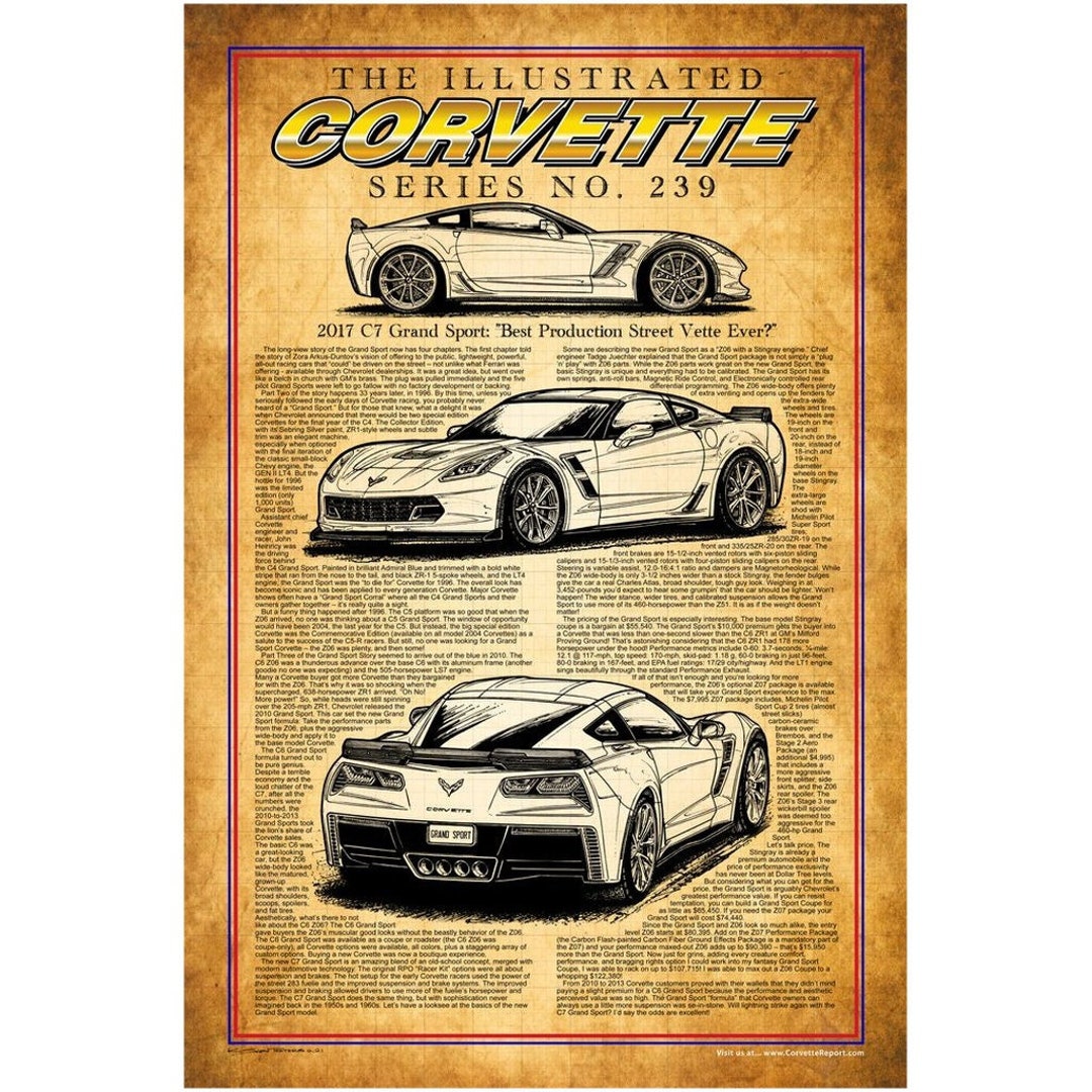 2017 Grand Sport Corvette Canvas Poster Art Print, 12x18, 16x24 ...