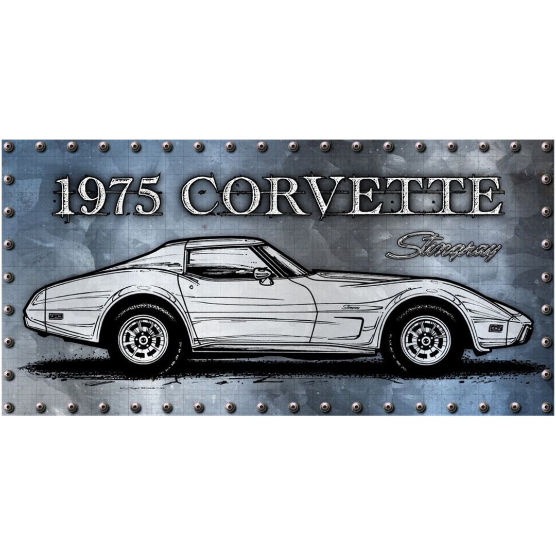 1975 Corvette Coupe Canvas Poster Print, 10x20, Classic C3 350 Corvette ...