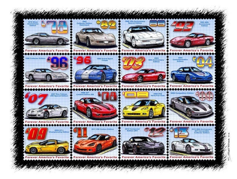 1978-2013 Special Edition Corvettes Canvas Poster, 12x18, 16x24, 30x40 ...