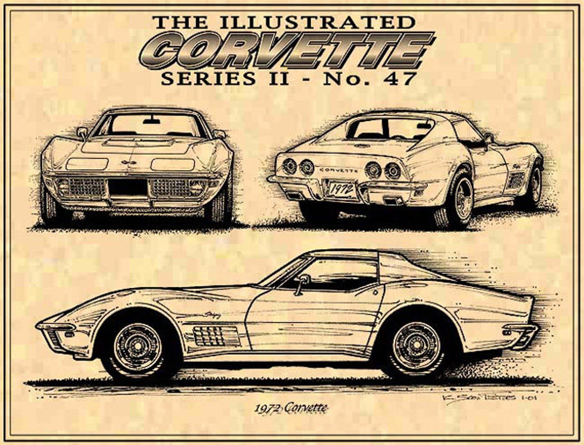1972 Corvette C3 Car Art Print72 Production Corvetteman Cave - Etsy