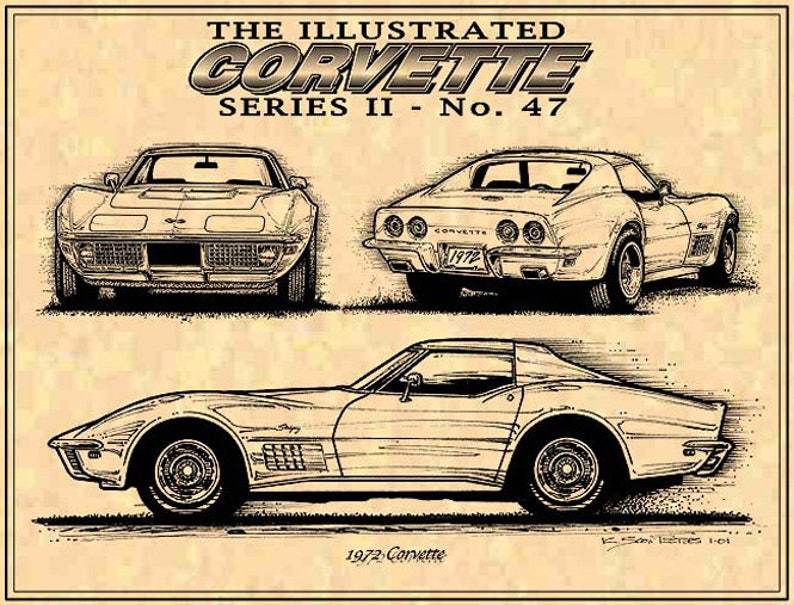 1972 Corvette C3 Car Art Print72 Production Corvetteman Cave - Etsy