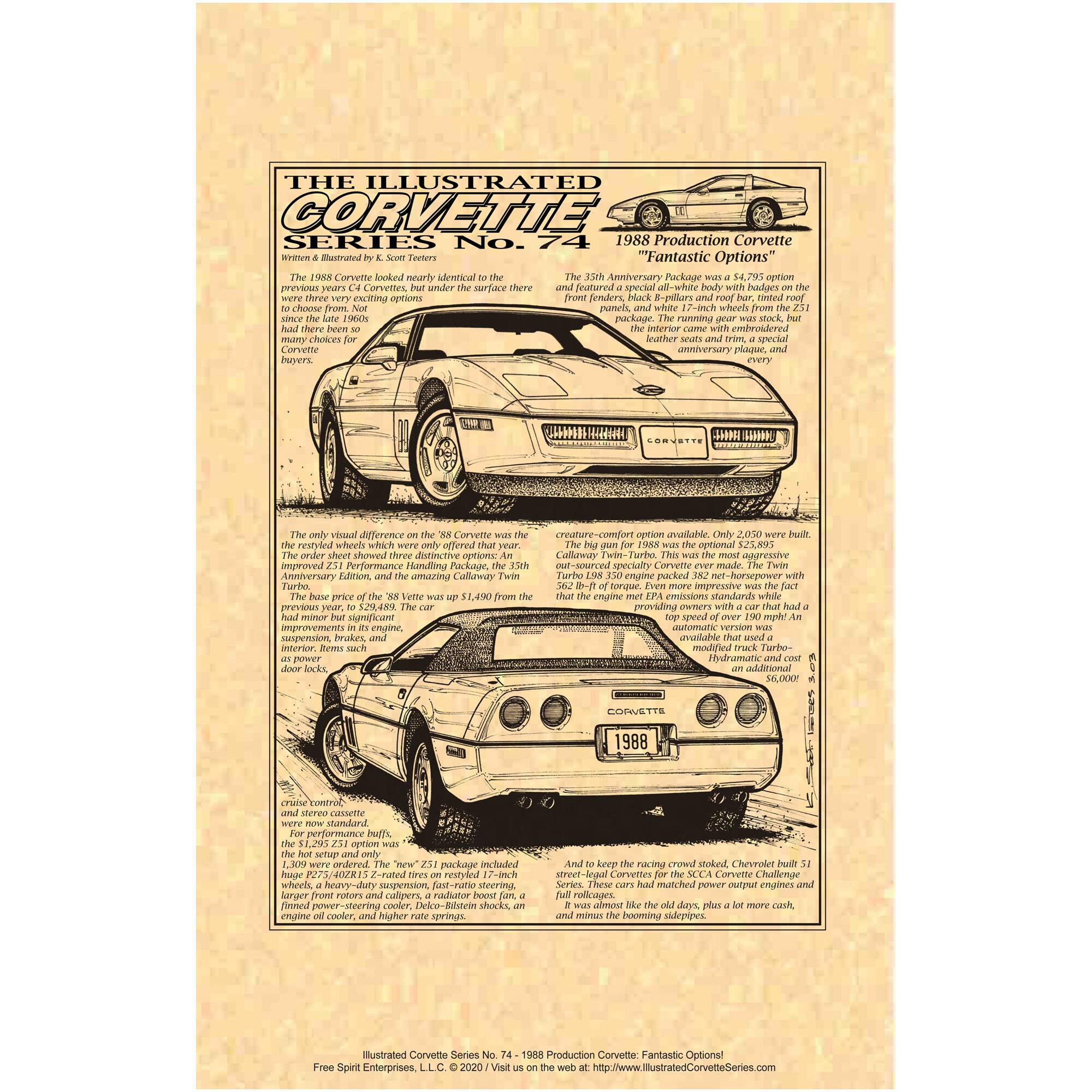 1988 C4 Corvette Art Print ICS-74 by K. Scott Teeters - Etsy