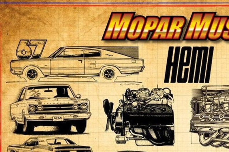 MOPAR MUSCLE Classic Dodge & Plymouth Muscle Cars Poster Art | Etsy