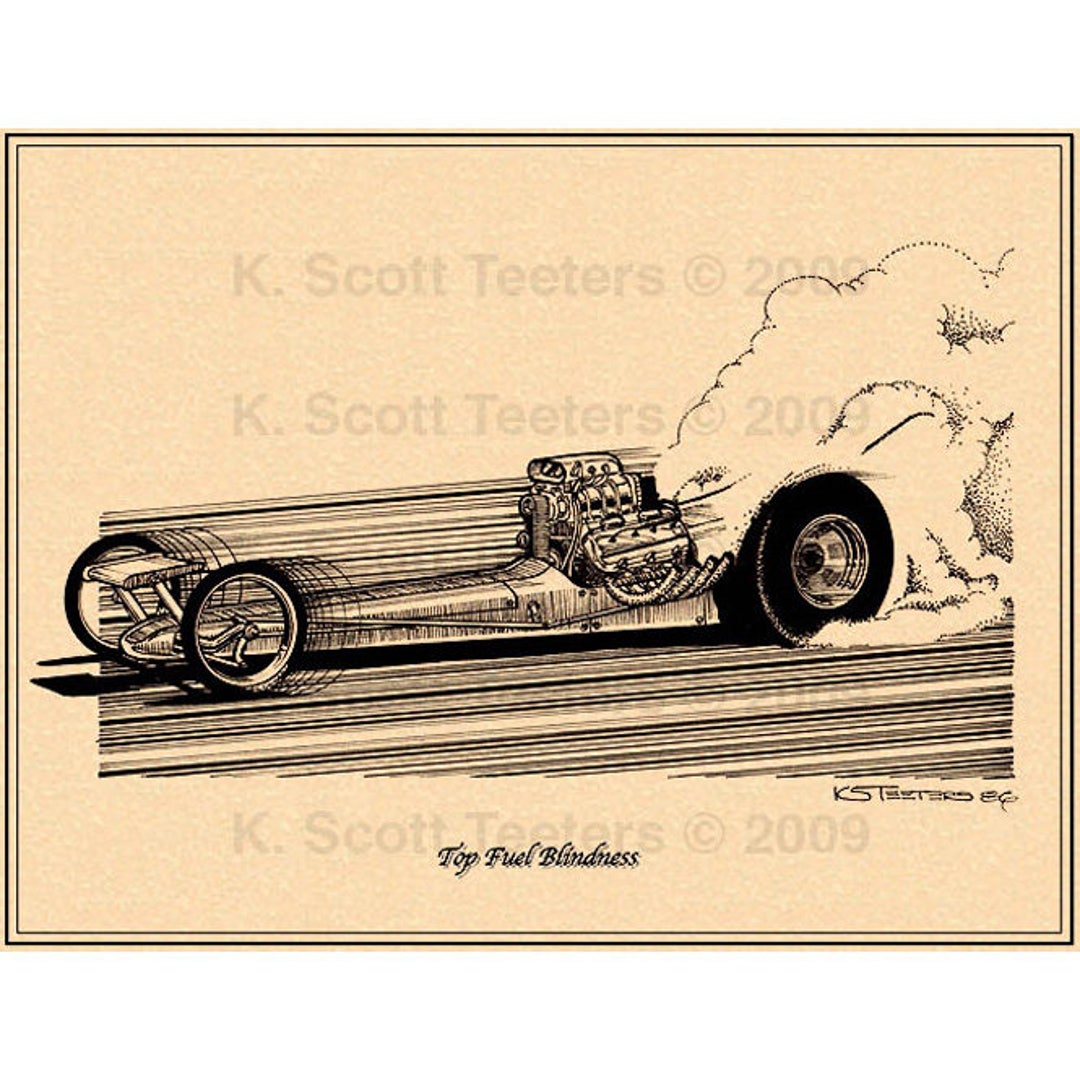 Top Fuel Dragster Cloud of Tire Smoke,nostalgic Dragster Art,retro Drag ...