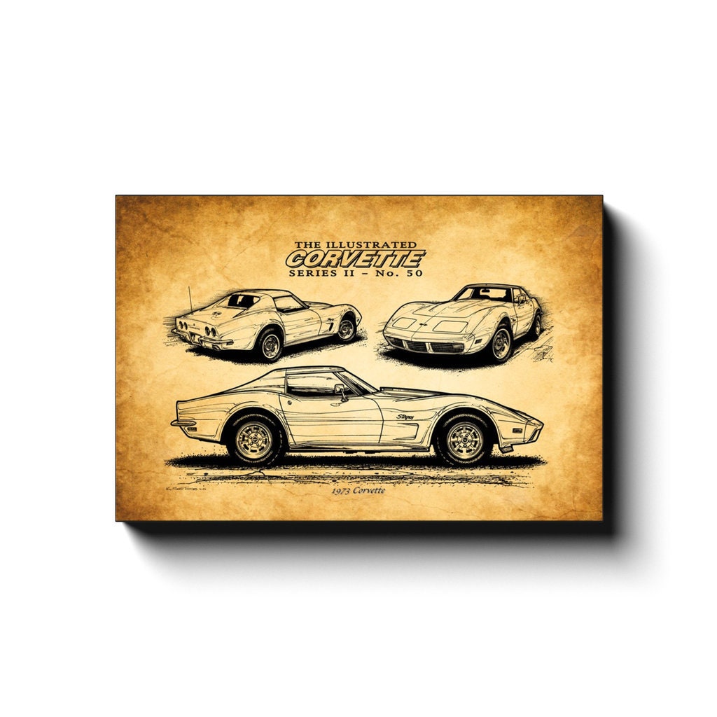 1973 Corvette Canvas Art Wrap, 12x18 or 16x24, C3 Corvette, Car Guy Art ...