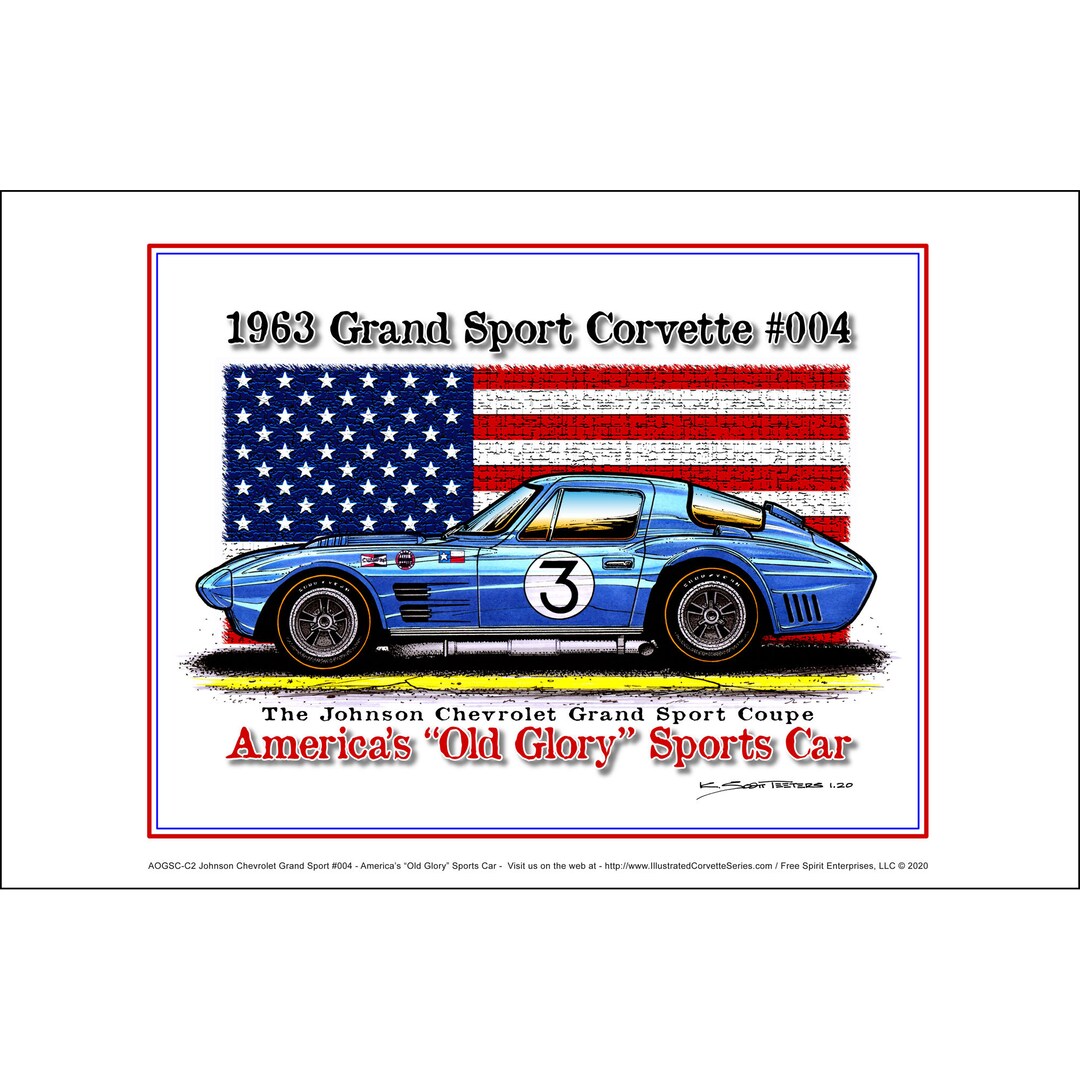 1963 Grand Sport Corvette Coupe #004 Racecar Art Print, Johnson ...