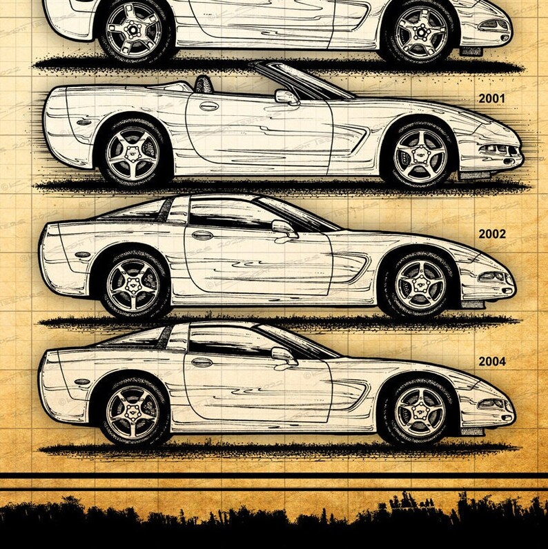 C5 Generation Corvette Canvas Poster Print, 12x18, 16x24, 1997 to 2004 ...