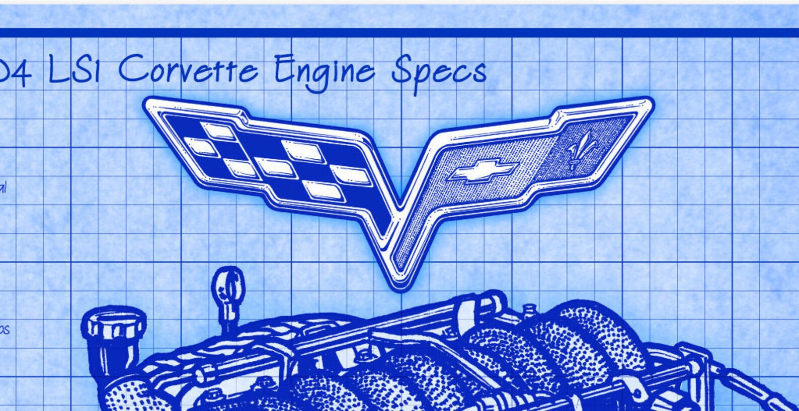 1997-2004 LS1 350 Corvette Engine Blueprint Series Poster Art - Etsy