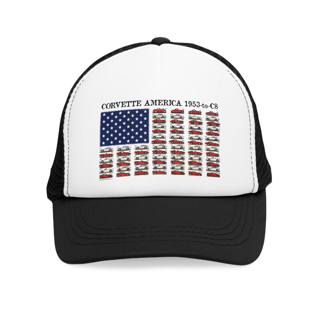 Corvette C1 to C8 Corvettes American Flag Mesh Cap Corvette Lover Gift ...