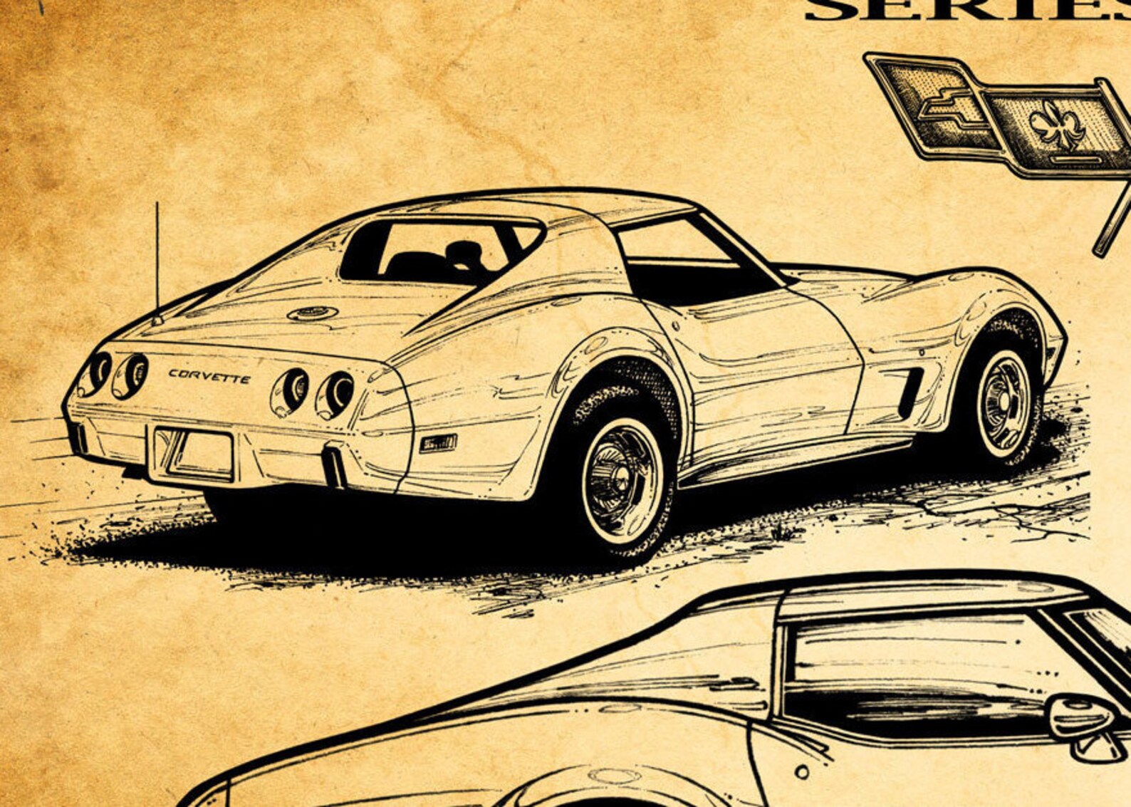 1977 Chevrolet Corvette Stingray Sports Car 12x18 or 16x24 - Etsy