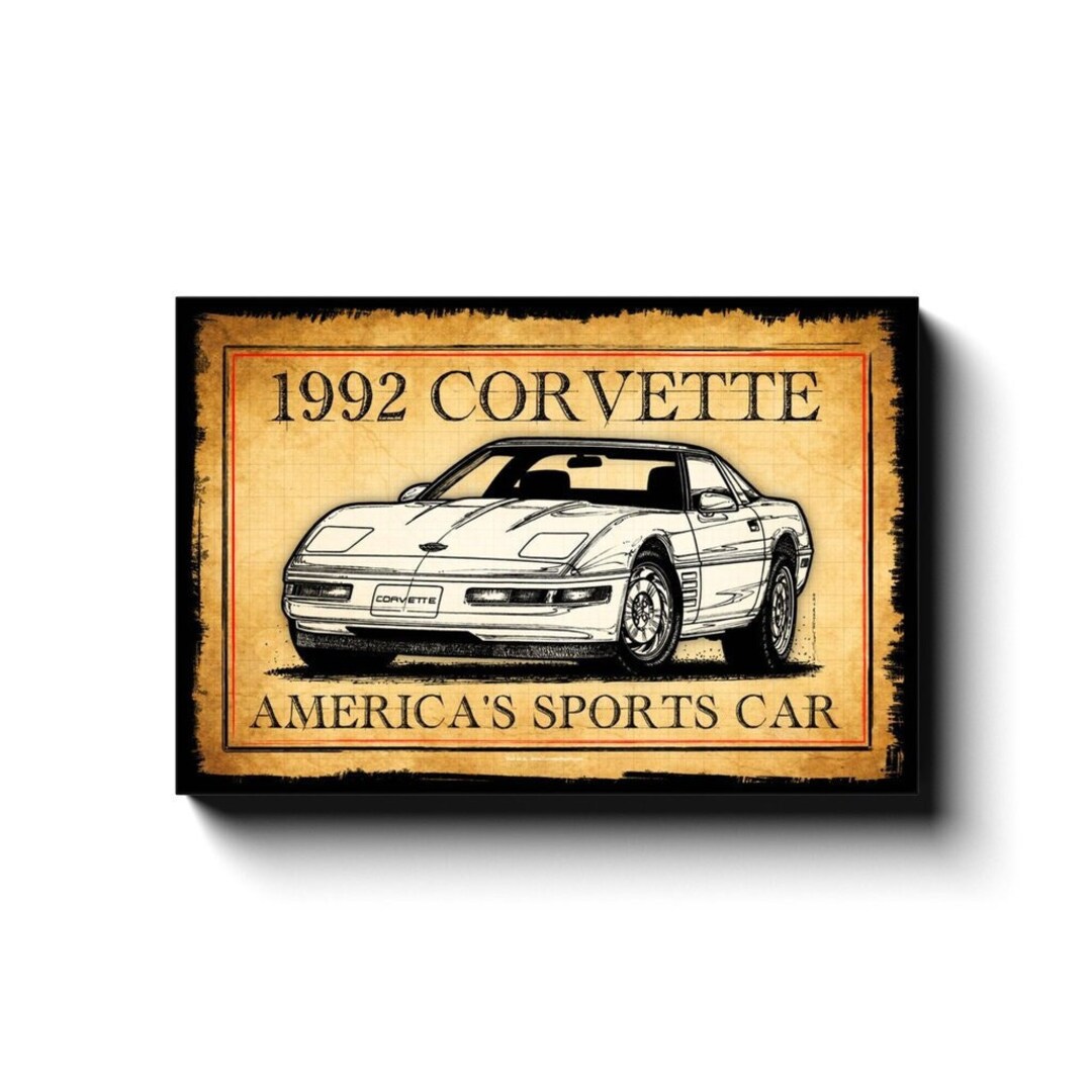 1992 C4 Corvette Canvas Wrap Art Print ,12x18, 16x24 Classic C4 LT1 ...