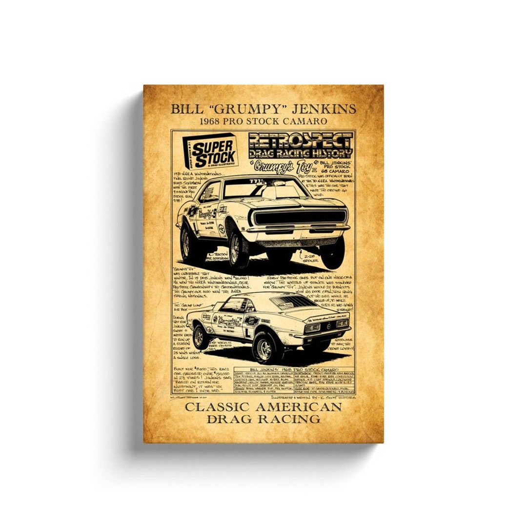 Bill Grumpy Jenkins' 1968 Pro Stock Camaro Canvas Wrap, 12x18 & 16x24 ...