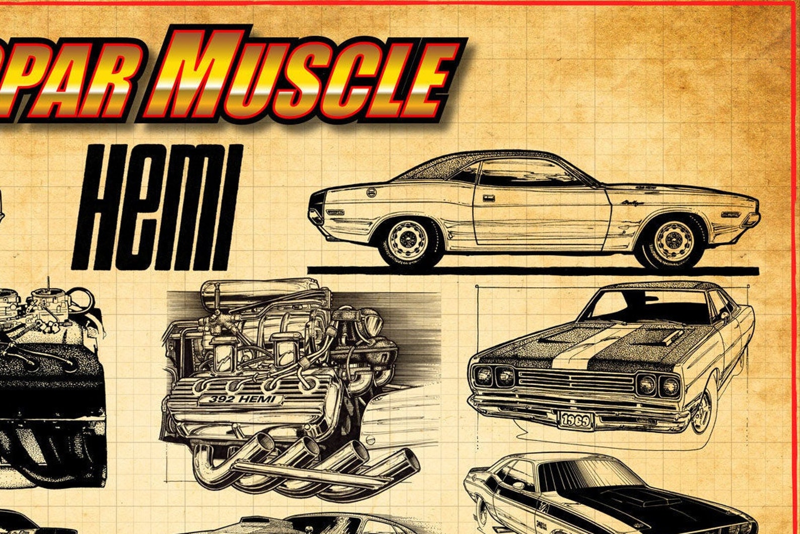 MOPAR MUSCLE Classic Dodge & Plymouth Muscle Cars Poster Art | Etsy