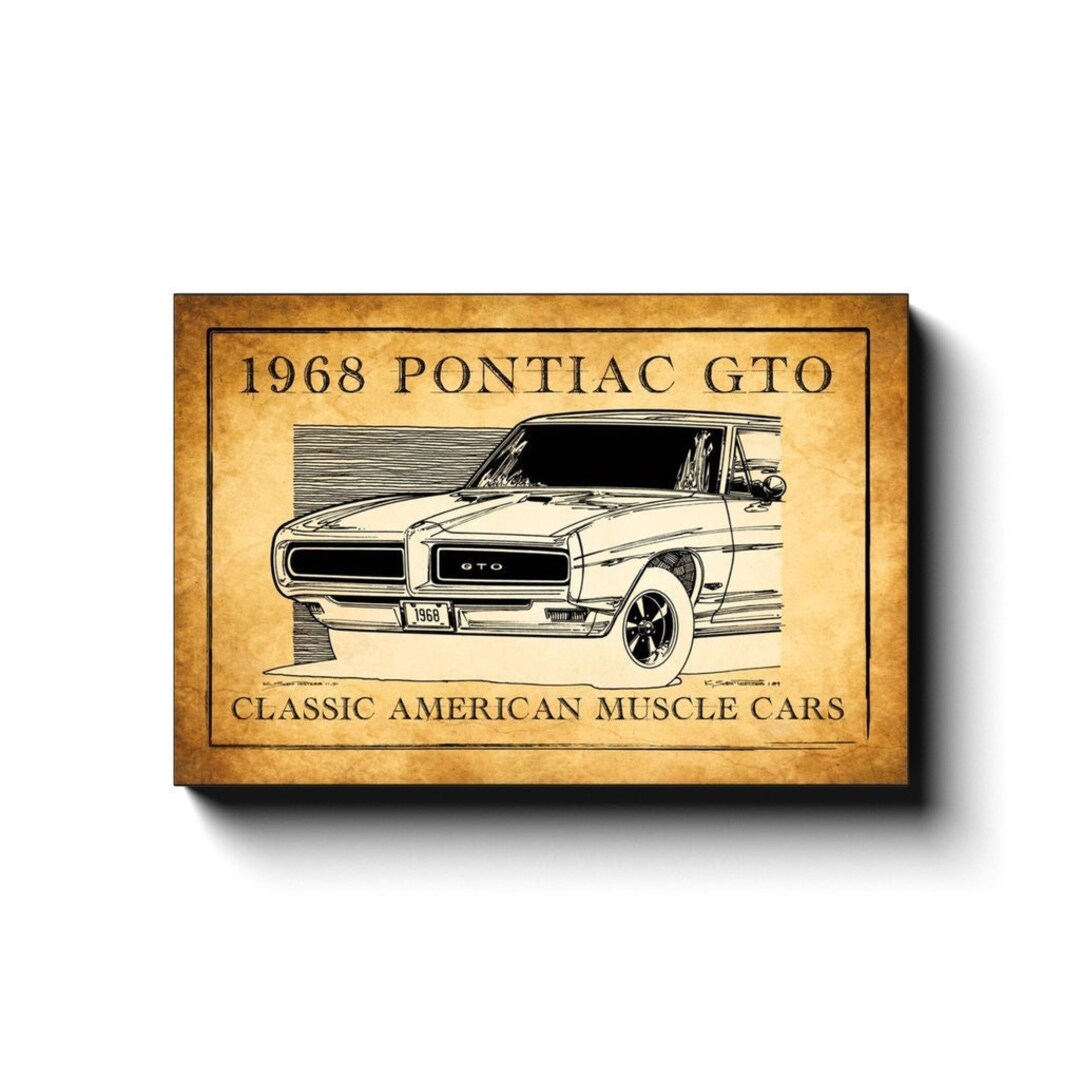1968 Pontiac GTO Canvas Wrap Art Print, 12x18, 16x14 Classic Muscle Car ...
