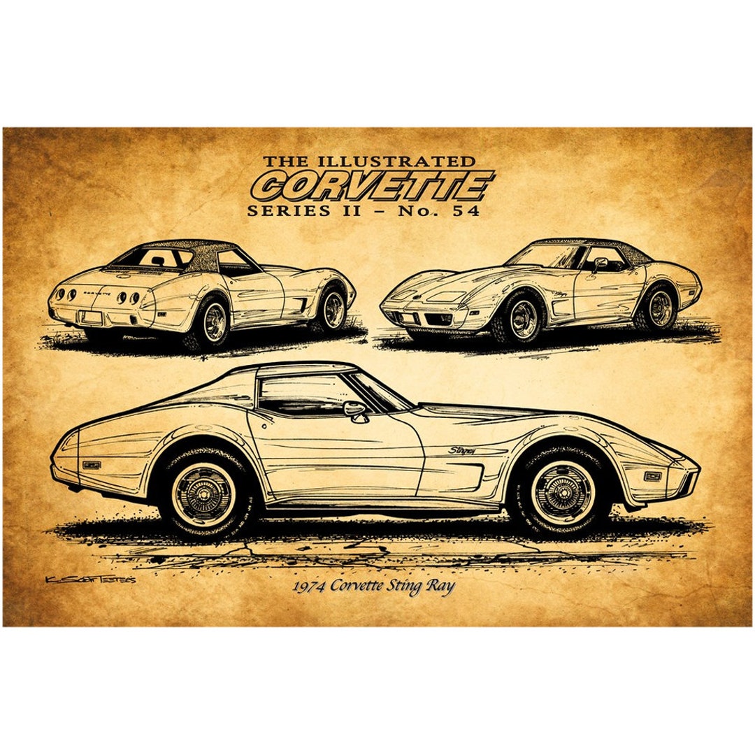 1974 Corvette Sting Ray Canvas Poster, 12x18 or 16x24, C3 Corvette, Car ...
