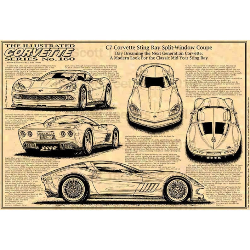C7 Corvette Split Window Concept Art and Story Car Print,imagined Split ...