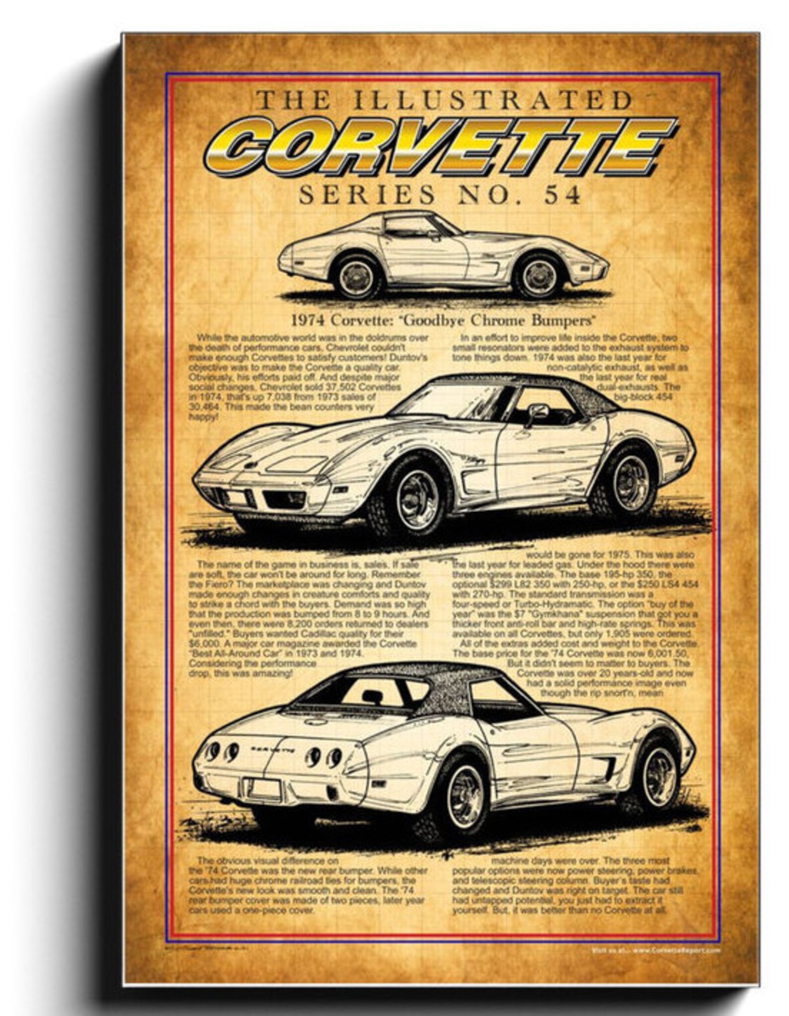1974 C3 Corvette Canvas Wrap Art Print 12x18 16x24 Classic - Etsy Canada