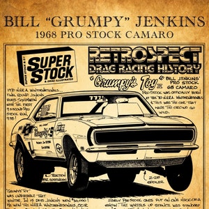 Bill Grumpy Jenkins' 1968 Pro Stock Camaro Canvas Wrap, 12x18 & 16x24 ...