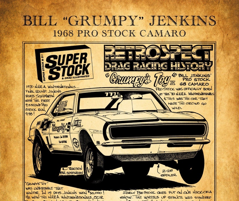 Bill Grumpy Jenkins' 1968 Pro Stock Camaro Canvas Wrap - Etsy