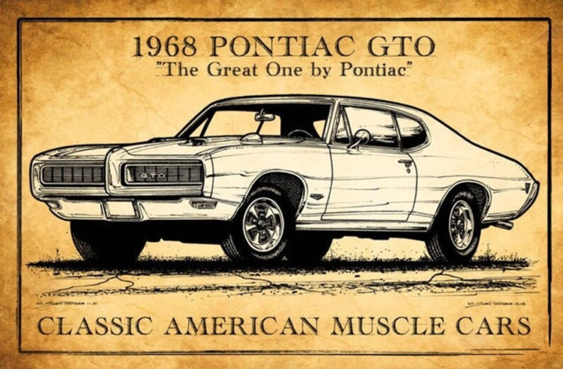1968 Pontiac GTO the Great One Canvas Wrap Art Print, 12x18, 16x24 ...