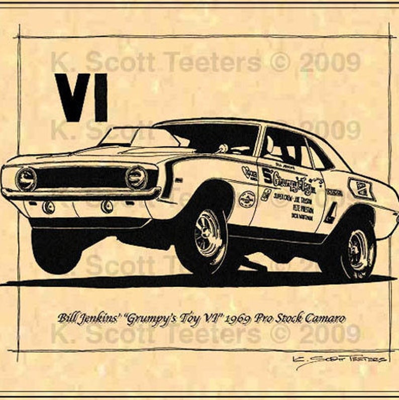 Bill Jenkins' Grumpy's Toy VI Pro Stock, 1969 Chevy Camaro Racer Print ...