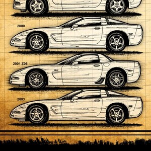 C5 Generation Corvette Canvas Poster Print, 12x18, 16x24, 1997 to 2004 ...