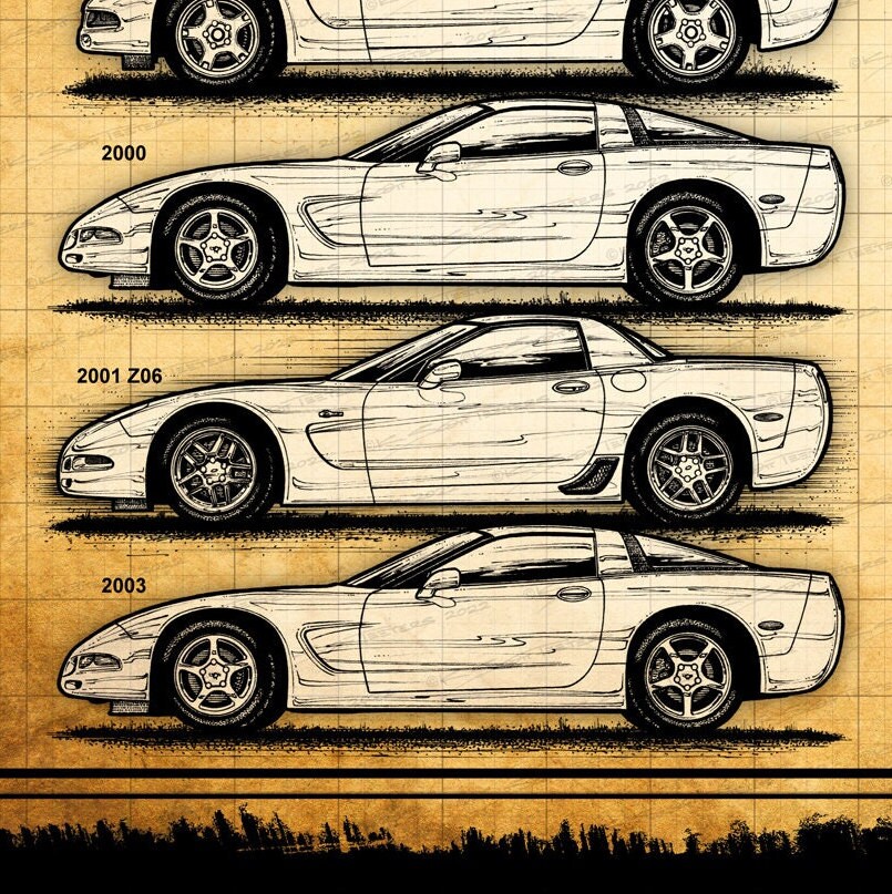 C5 Generation Corvette Canvas Poster Print 12x18 16x24 1997 - Etsy