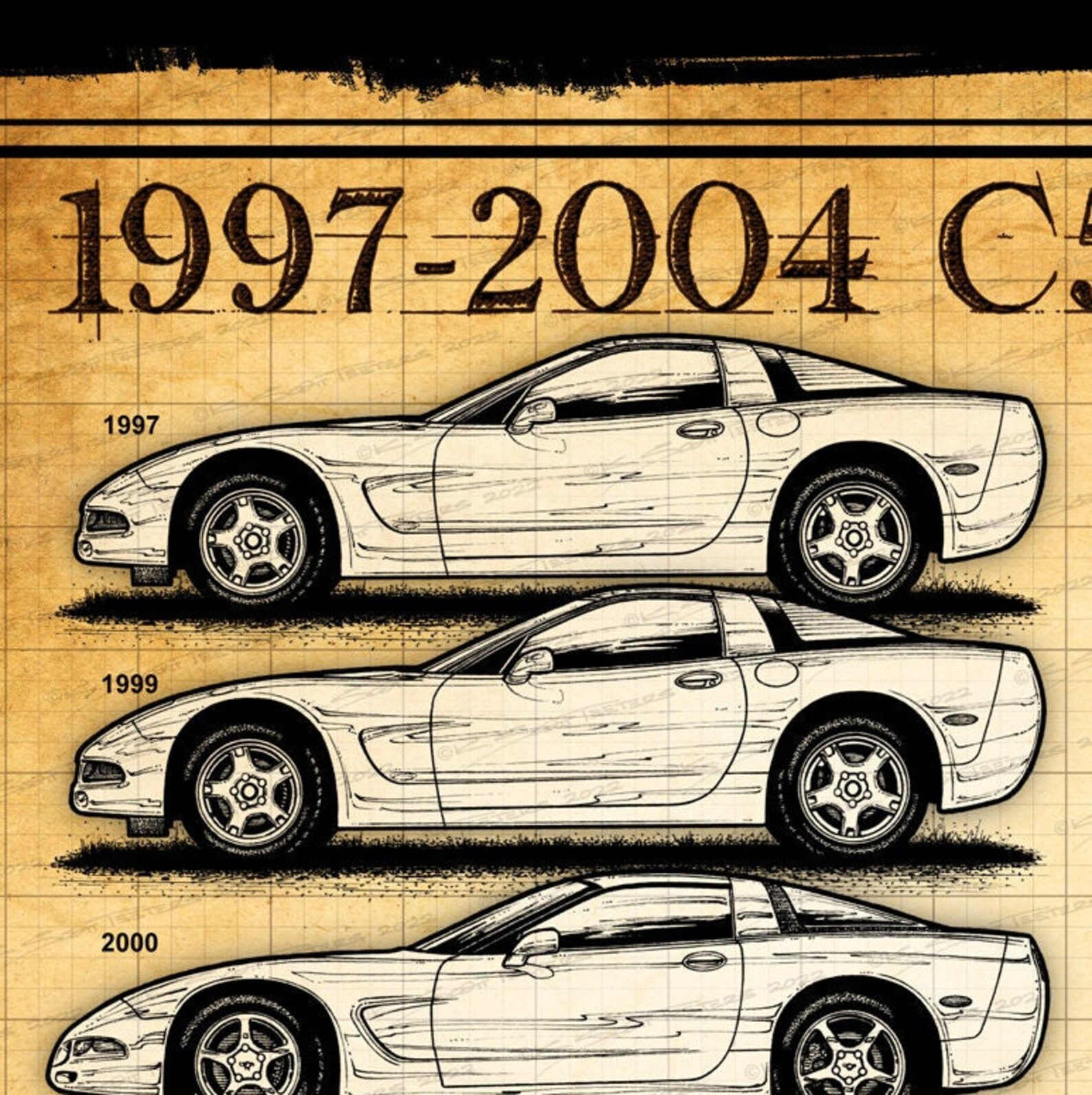 C5 Generation Corvette Canvas Poster Print 12x18 16x24 1997 - Etsy