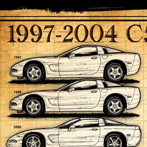C5 Generation Corvette Canvas Poster Print, 12x18, 16x24, 1997 to 2004 ...