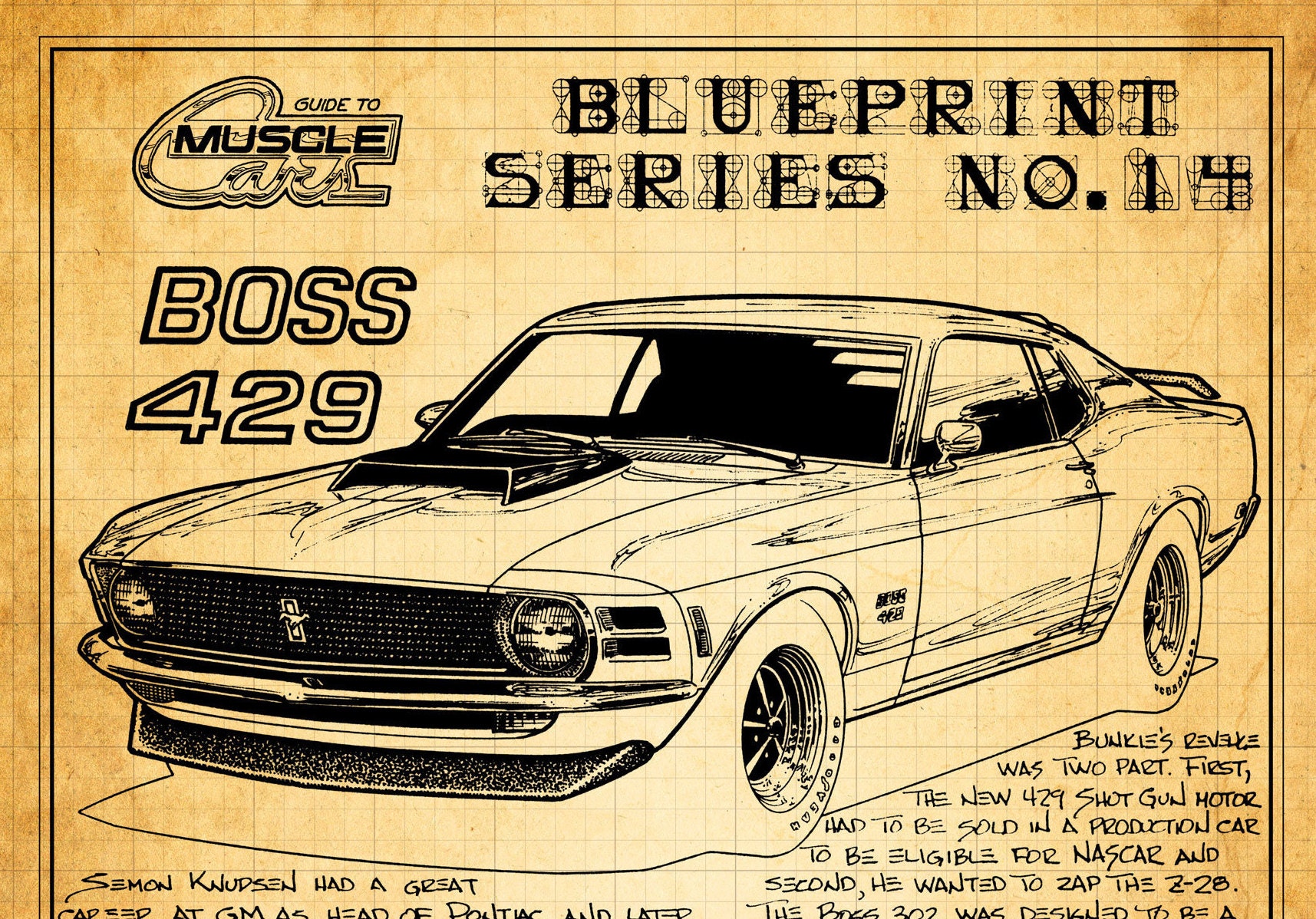 1970 BOSS 429 Mustang Canvas Wrap Art Print Mustang Muscle - Etsy
