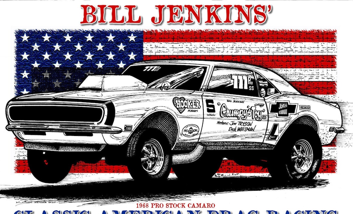 Bill Grumpy Jenkins 1968 Pro Stock Camaro Drag Racer Canvas Poster ...