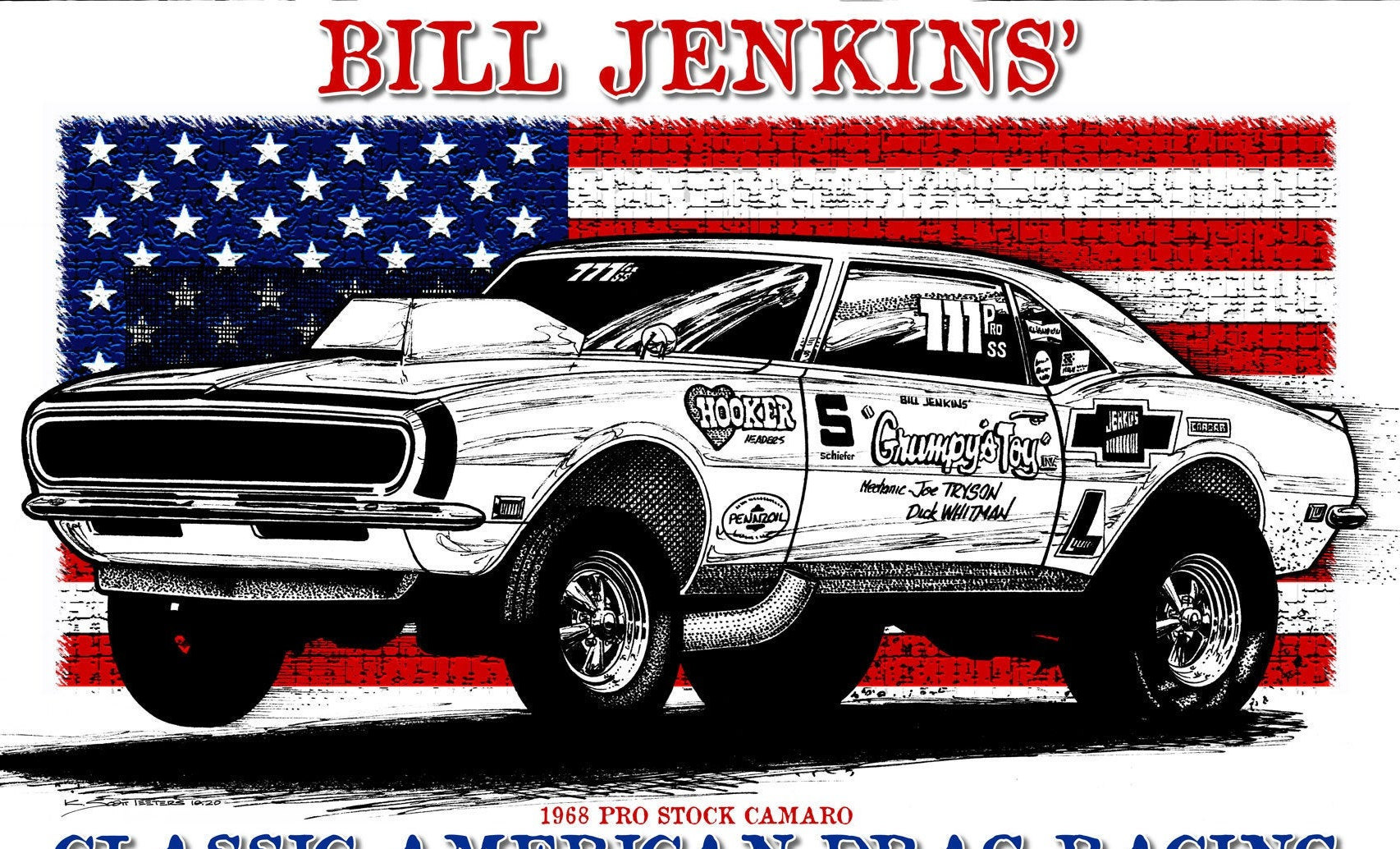 Bill Grumpy Jenkins 1968 Pro Stock Camaro Drag Racer Canvas Poster ...