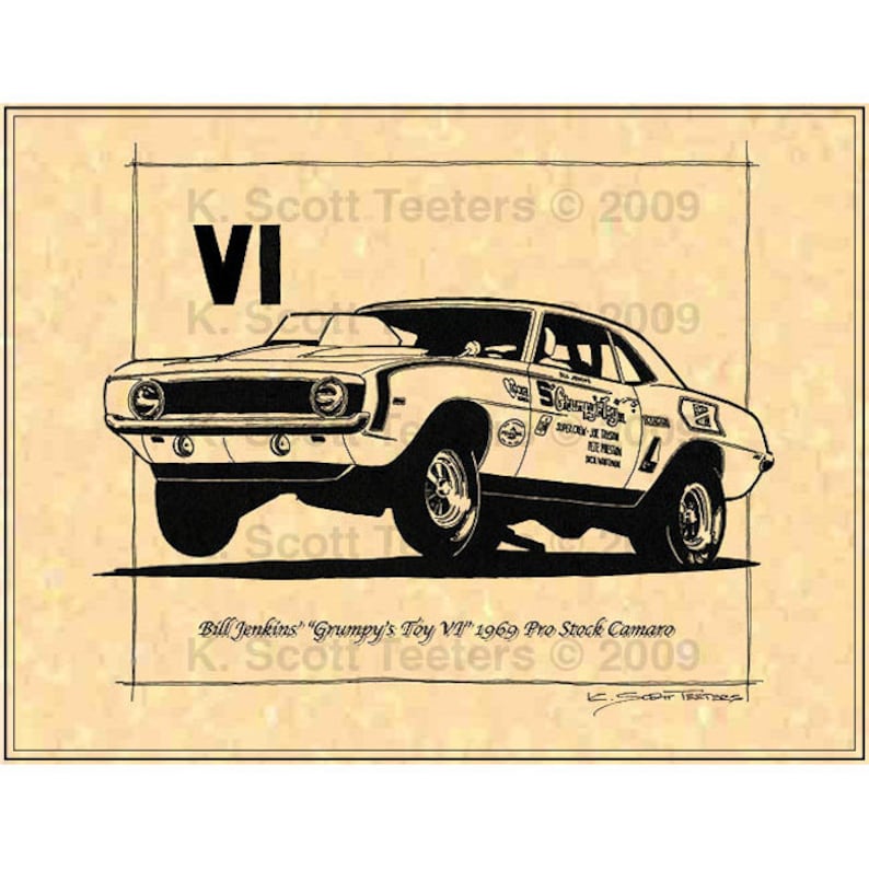 Bill Jenkins' Grumpy's Toy VI Pro Stock, 1969 Chevy Camaro Racer Print ...