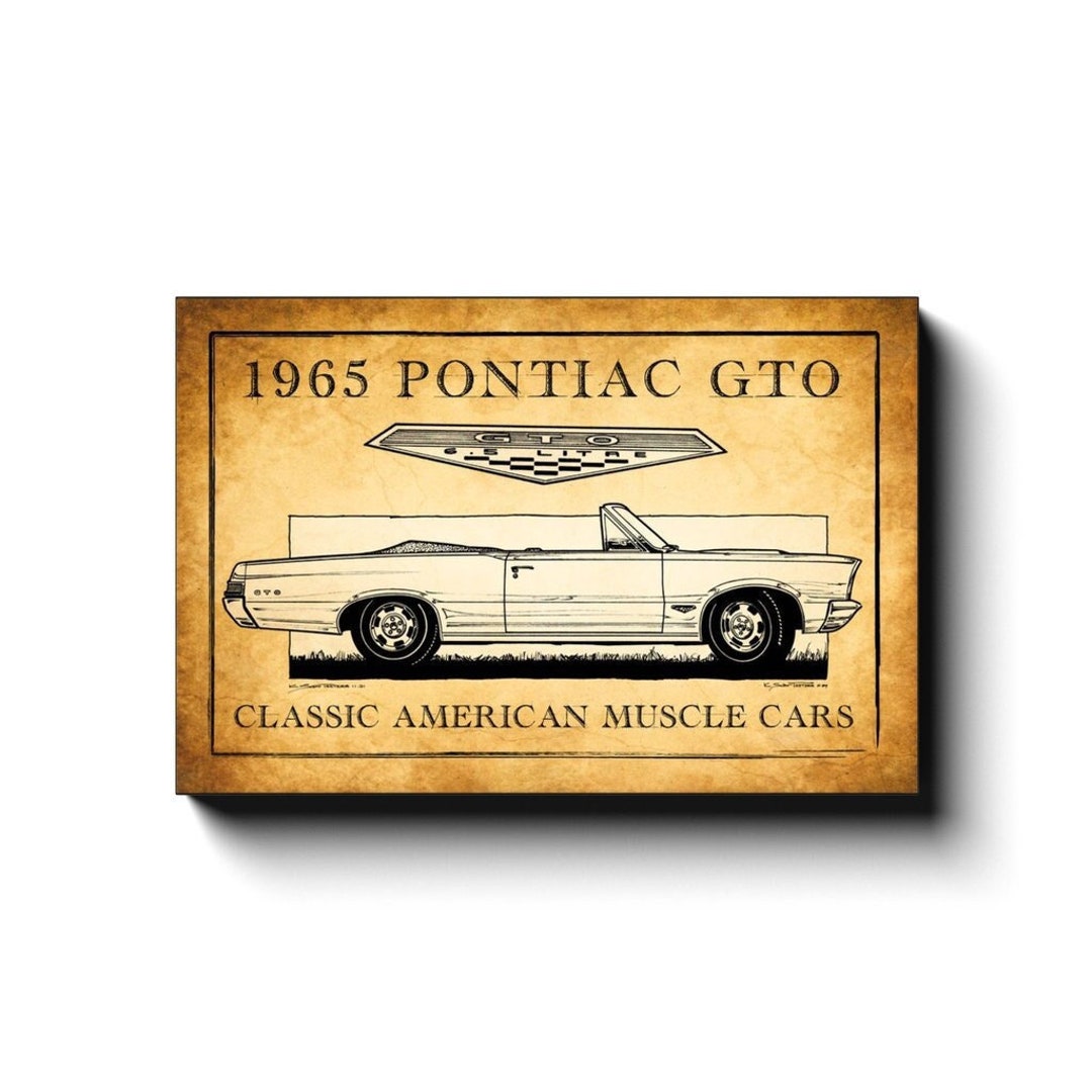 1965 Pontiac GTO Canvas Wrap Art Print, 12x18, 16x14 Classic Muscle Car ...