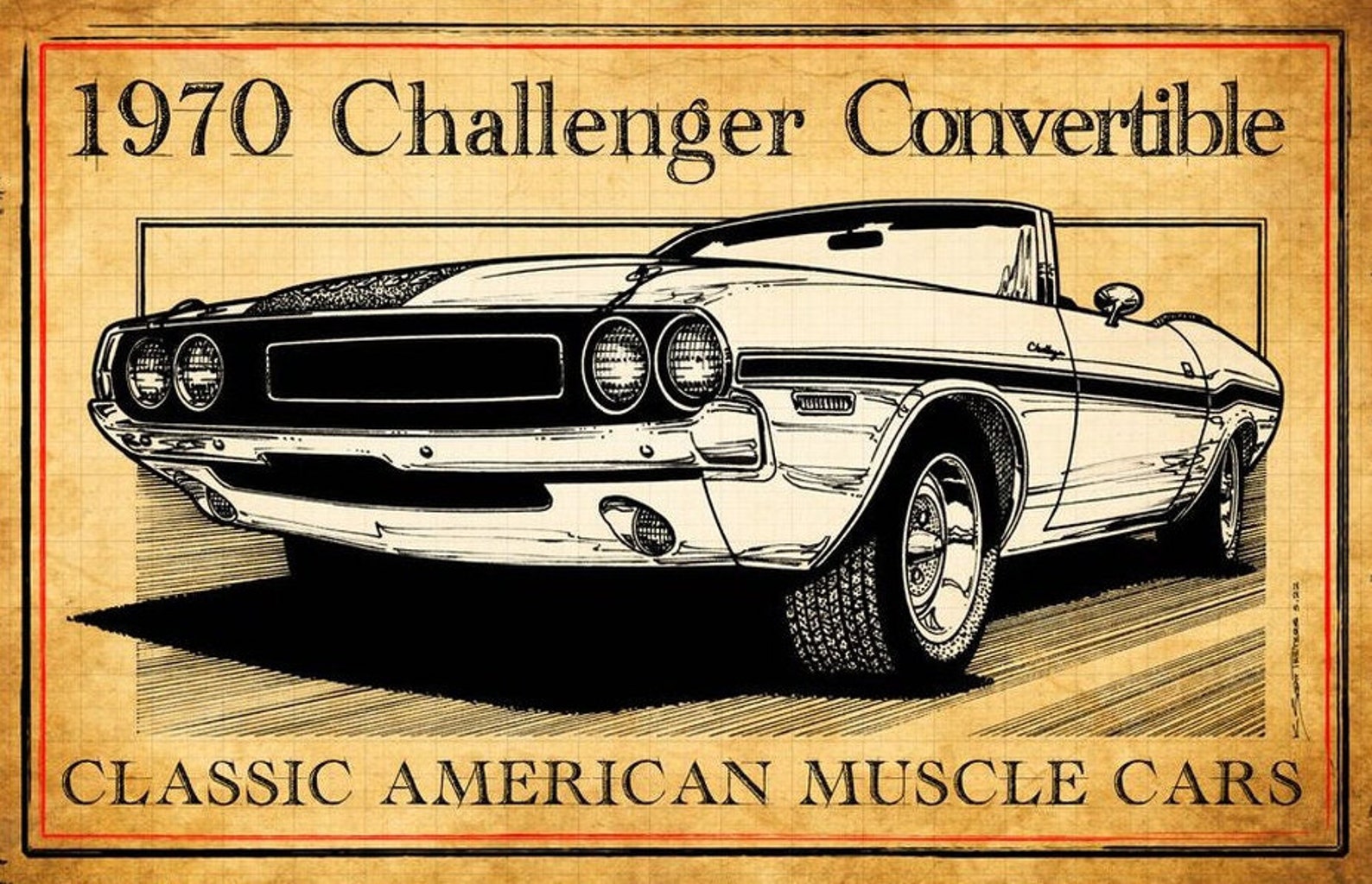 1970 Dodge Challenger Convertible Canvas Poster Art Print | Etsy